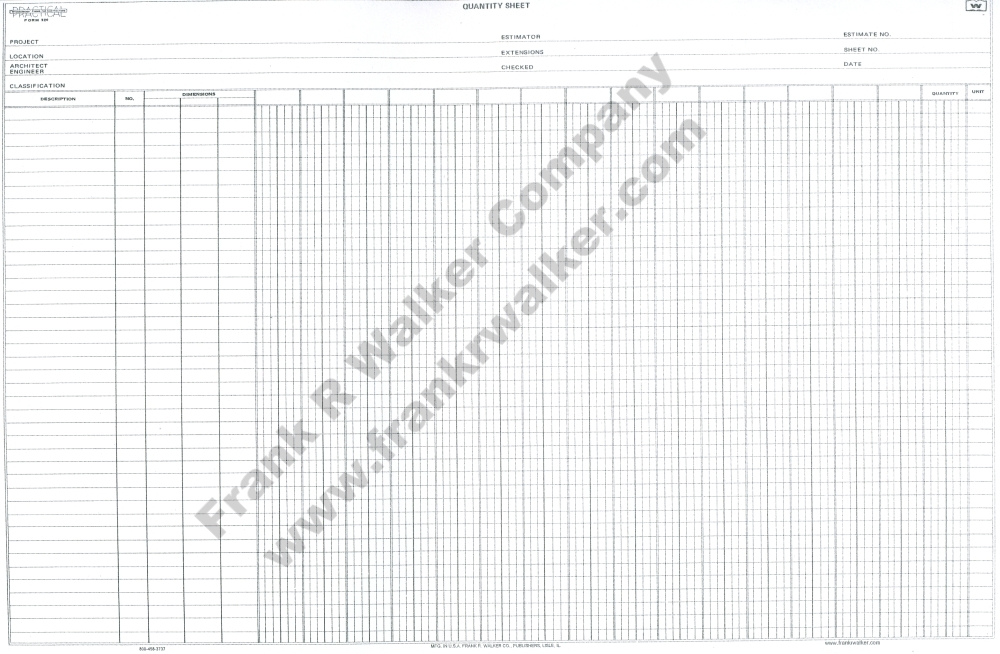 Frank R Walker - Quantity Take-Off Sheets #520 (For Extensions)