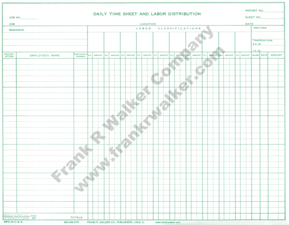 Frank R Walker - Daily Time Sheet and Labor Distribution #506